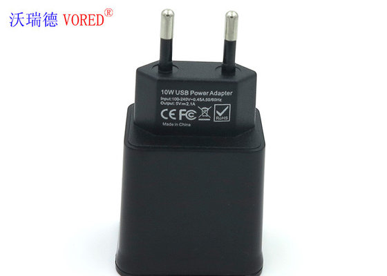 Black Double USB Plug Adapter , 63.42.8 * 34.3mm Size Micro USB Charger Adapter