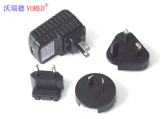 Black Interchangeable Power Supply PC ABS Material 5 Volt Output Voltage