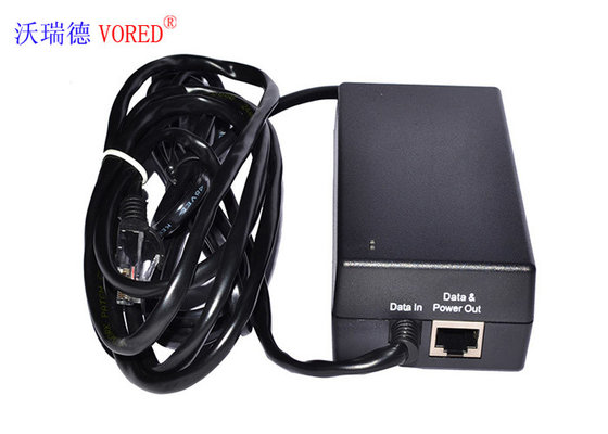 Black POE Power Adapter 10 / 100Mbps IEEE 802.3af Compliant Compact Size