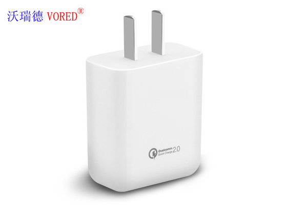 White Mobile Phone Quick Charger 2.0 PC ABS Material FCC UL Approval