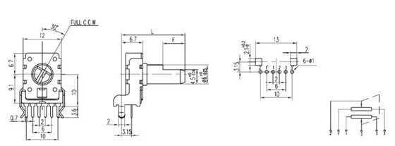 rotary potentiometer, carbon potentiometer, 11mm potentiometer with insulated shaft,