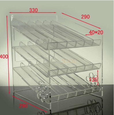 3 - Tier Inclined Ladder Clear Acrylic Nail Polish Display Shelf Rack Black 4mm