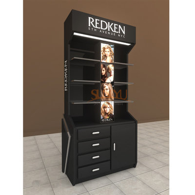 Retail POS Cosmetic Organizer Countertop Kiosk Full Set Display Stand With Drawer And Tray