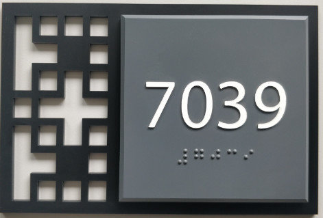 1/32" Raised Text ADA Room Signage Beveled  Edge With 1/8" Backer