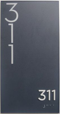 Gray Room Number Signs Square Corner 1/32" Raised Text Grade II Braille