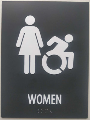 Grade II Braille ADA Restroom Signs 1/32" Tactile Text And Graphic