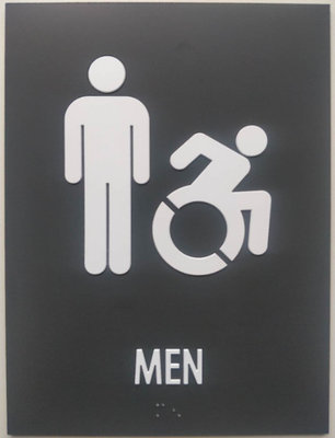 Iron Gray ADA Mens Restroom Sign Straight Edge 1/8" Non Glare Acrylic