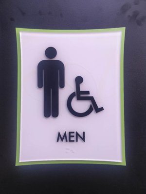 PMS 2283C ADA Restroom Signs Dusted Crystal PSV 1/32" Black Raised Text And Graphic