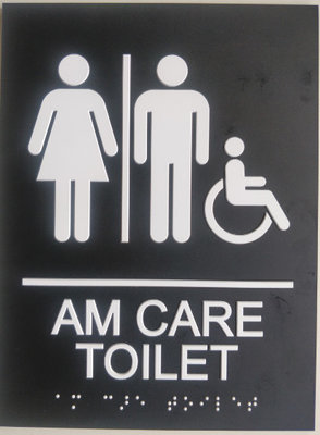 Disabled Custom Restroom Signs 1/32"  White Raised Tactile Text  Grade II