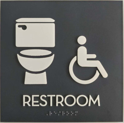 Straight Edge Braille Tactile Signs Custom Color 1/8" Non Glare Acrylic