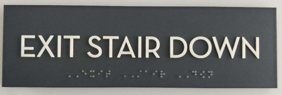 Acrylic Panel ADA Exit Sign  , Deep Gray Braille Exit Sign Grade II