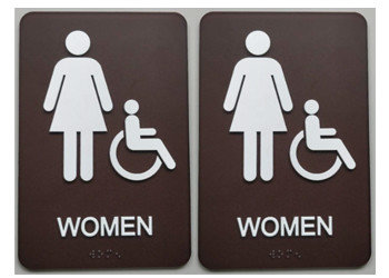 Acrylic Panel Disabled Signage, Grade II Brown Womens ADA Restroom Sign