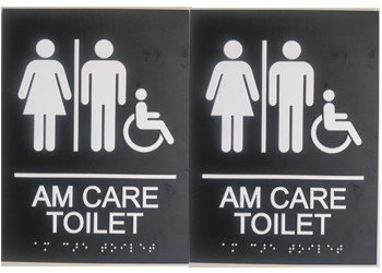 Disabled Custom Restroom Signs 1/32"  White Raised Tactile Text  Grade II