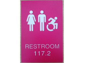 Custom Thermoformed Unisex ADA Restroom Signs 1/8" Acrylic Panel Vandal Resistant