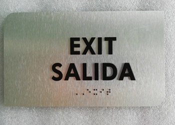 1/8" Brushed Aluminum Composite ADA Exit Sign Weatherproof With Grade 2 Braille