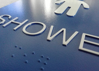Raised Tactile / Braille Thermoformed ADA Signs 1/4" Acrylic Panel Straight Edge