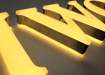 3D Brushed Stainless Steel Channel Letter Signs Hand Crafted Beauty Front / Halo Lit