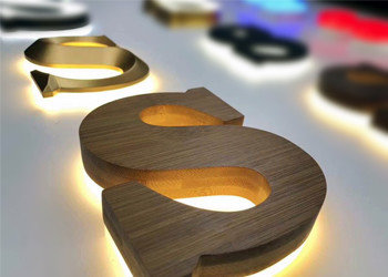 Customized Wooden Carving 3D Lettering Signage Halo Lit Type For Decor