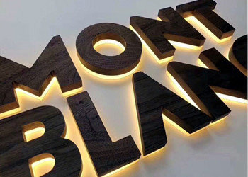 Customized Wooden Carving 3D Lettering Signage Halo Lit Type For Decor