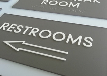 Indoor Wayfinding Ada Directional Signs Custom Restroom Signage Straight Corner