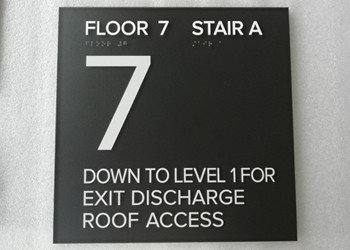 Custom Braille / Tactile ADA Stair Signs Straight Edge 1/4" Non Glare Acrylic Panel