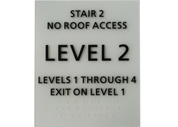 1/4" Matte Finish Acrylic ADA Stair Signs Black On White Grade II Braille Customized