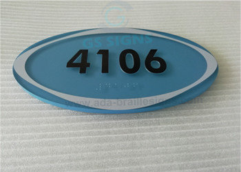 Oval ADA Room Signage Number Signs One Piece 1/4" Acrylic Panel With Braille