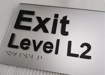 3mm Silver Acrylic Braille Signs Black Tactile Text Round Corner Straight Edge