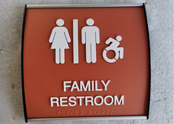 Curved Surface Ada Restroom Signs Grade 2 Braille Raised Tactile Text Graphics
