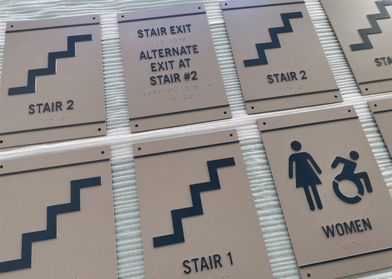 Vandal Resistant ADA Stair Signs 1/8" Acrylic Custom Color Size With 1/32" Raised Text