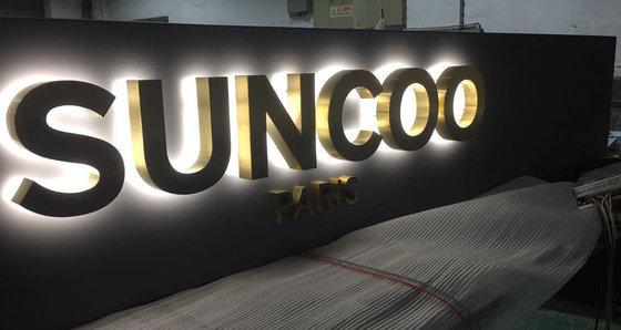 Brushed Titanium Stainless Steel Halo Lit Channel Letters  Acrylic