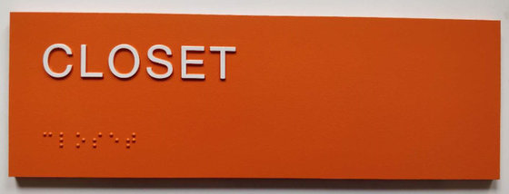 Straight Edge Ada Braille Signs Grade II Braille , Thermoforming Signage For Room ID