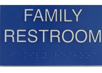 Grade 2 Braille Restroom Custom Ada Door Signage 6"X 9" Family Restroom Text