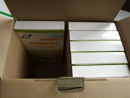Golden Pro pesticide package, alu bag, leaf, color box