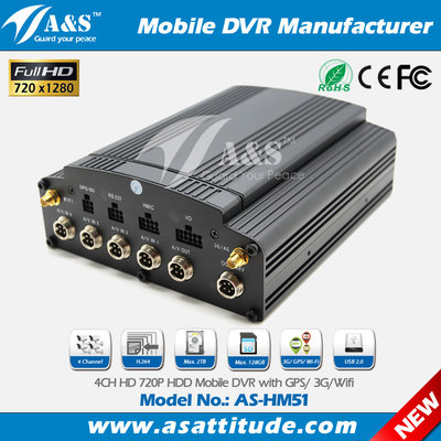 4CH AHD 720P Hard Disk 3G Mobile DVR for School Bus