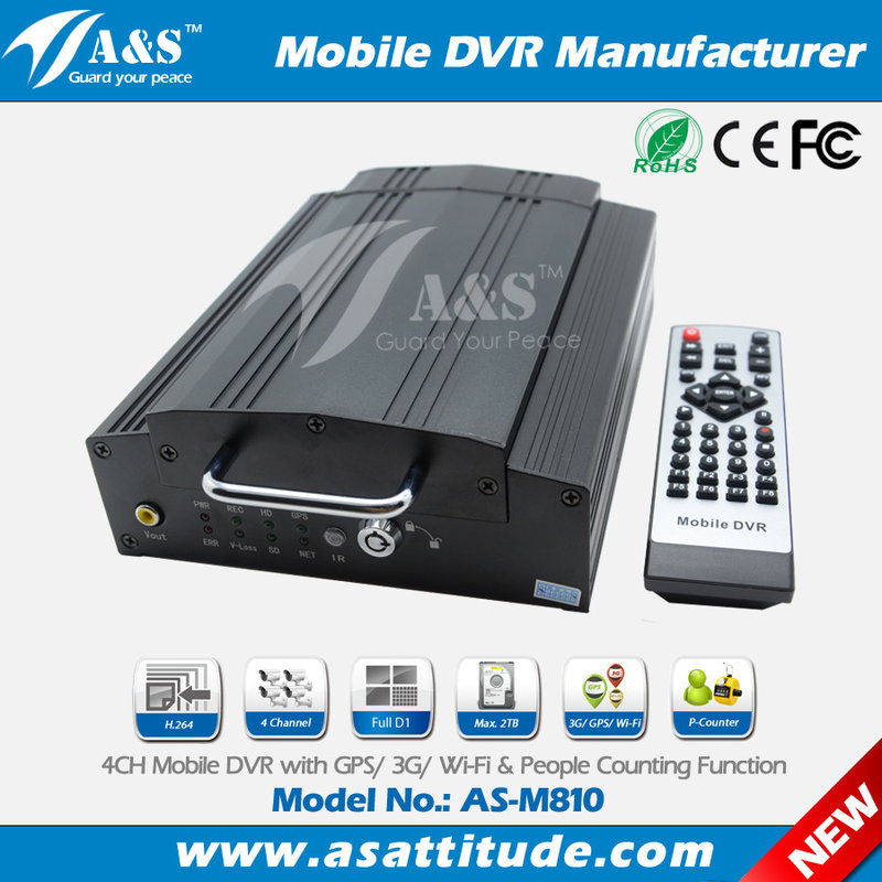 4CH GPS 3G Hard Disk Mobile DVR With Passanger Counter for Bus School Bus