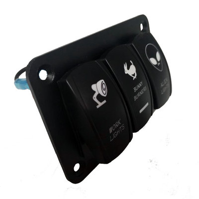 New Arrival Universal Dc 12-24v Whatproof 3 Gang No-Off Laser Rocker Switch Panel With Led Light For Car Boat Yacht