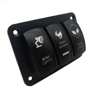 New Arrival Universal Dc 12-24v Whatproof 3 Gang No-Off Laser Rocker Switch Panel With Led Light For Car Boat Yacht