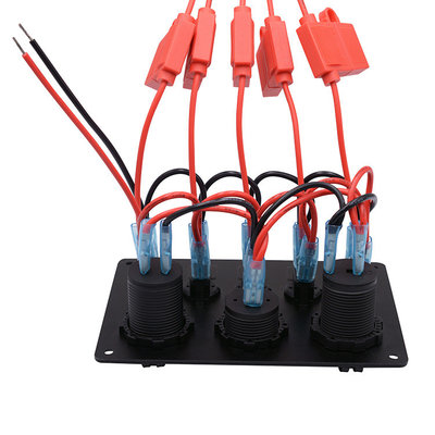 Top Sale 12-24V Waterproof On Off Marine Dual USB Charger Digital Voltmeter 5Gang Rocker Switch Panel With Car cigarette