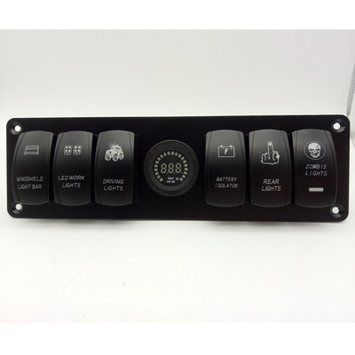 New Arrival Waterproof On Off 6 Gang 5Pin Digital Voltmeter With Led Light Rocker Switch Panel plate For Car Marine Boat
