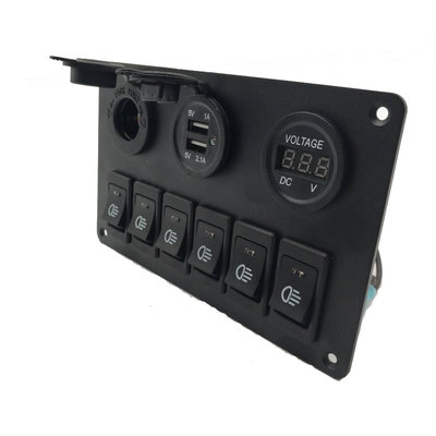 Top Sale 12-24V Waterproof Marine Bus Boat ON OFF Rocker Switch Panel with Car charger Digital voltmeter