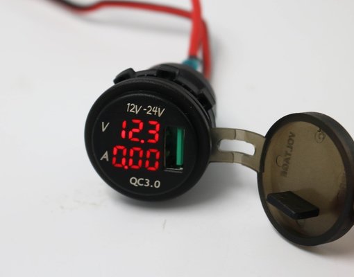 Waterproof QC 3.0 USB Charger Socket Power Outlet with Digital Voltmeter + Ammeter Monitoring for Car Boat Marine Rv Mot