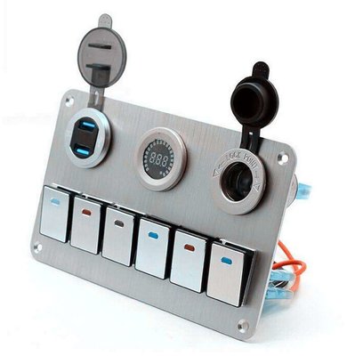 6 Gang Switch Panel 12V/24V Rocker USB Socket Power Socket Breaker Control QC3.0 Voltage Socket Car Marine