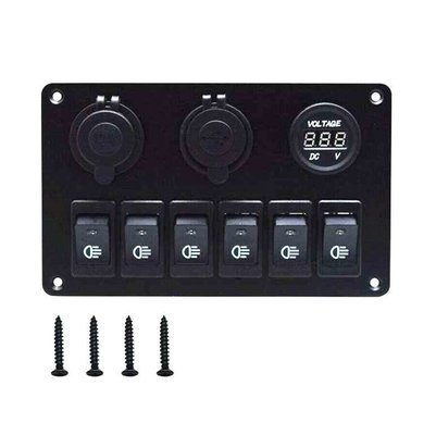 6 Gang Small Switch Panel 12V Rocker USB Socket Power Socket Breaker Control QC3.0 Voltage Marine