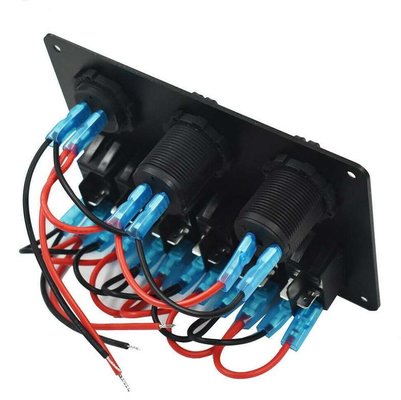 6 Gang Small Switch Panel 12V Rocker USB Socket Power Socket Breaker Control QC3.0 Voltage Marine
