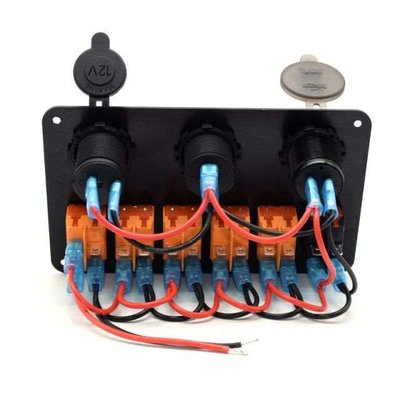 6 Gang Switch Panel 12V to 24V Rocker USB Socket Power Socket Breaker Control QC3.0 Marine