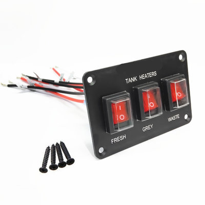 3 Gang Red LED Rocker Switch Panel with Circuit Breaker DC 12V 16A for Car RV Boat Yacht Marine