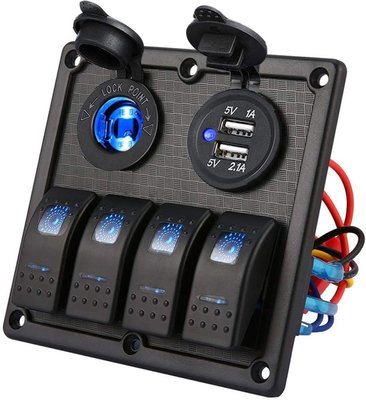 4/6/8 Gang Marine Boat Rocker Switch Panel, 12V Waterproof RV Led Switch Panel for Car Truck Marine Boat