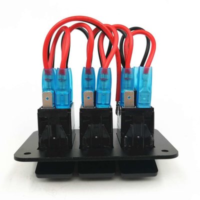 3 Gang Blue LED 12V 24V Rocker Switch Control Panel Circuit Universal RV Boat