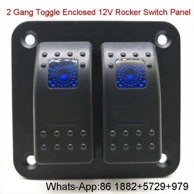 2 Gang Toggle Enclosed 12V Rocker Switch Panel For Car Boat RV Yacht Truck
